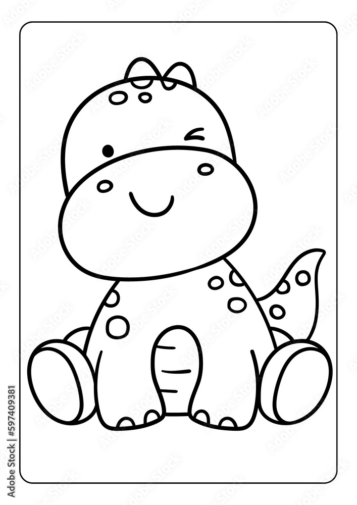 dinosaur coloring page book for children girl kids with cute t rex ...