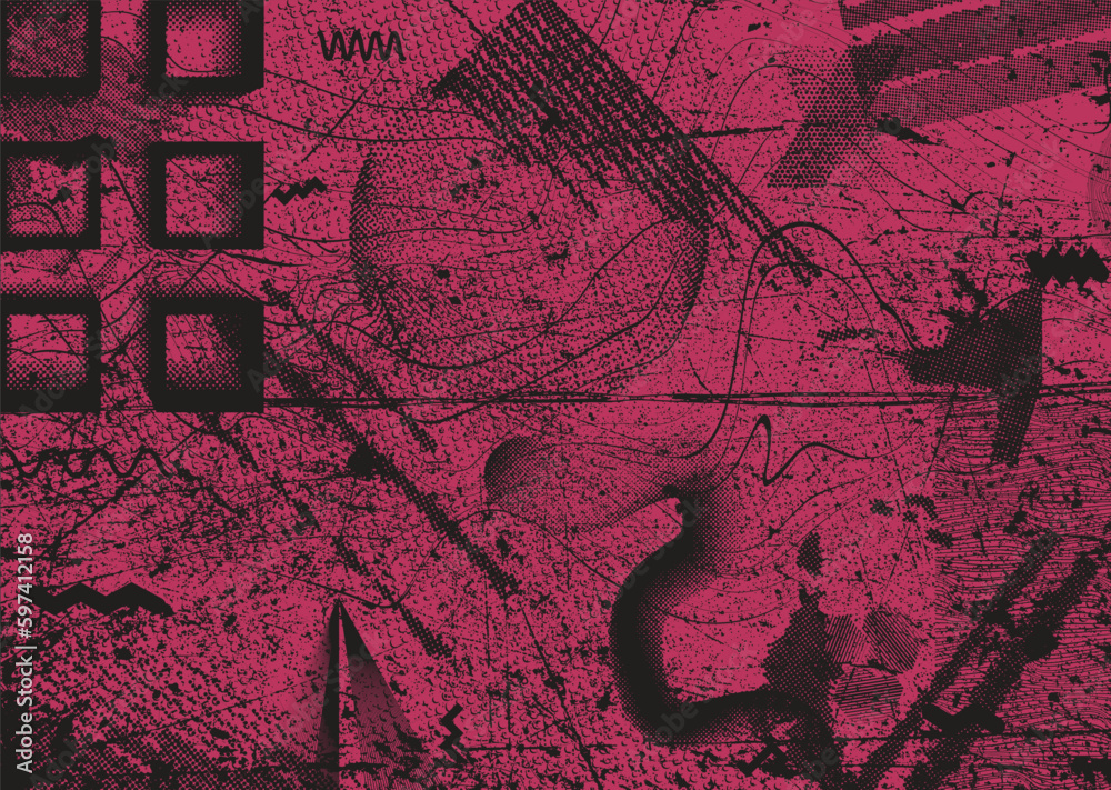 Aesthetic dotted design element. Duo tone poster . Modern art .Abstract ...