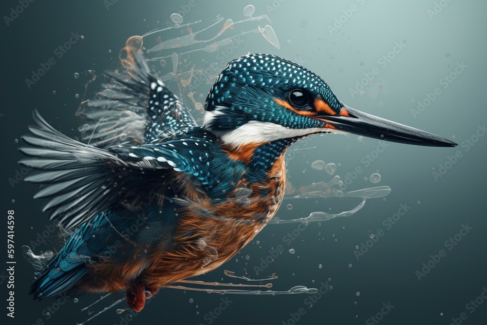 Ilustrace „Beautiful kingfisher artwork created with dotted lines and ...