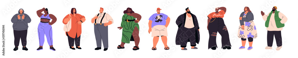 Plus-size characters with curvy fat heavy big bodies. Chubby, chunky ...