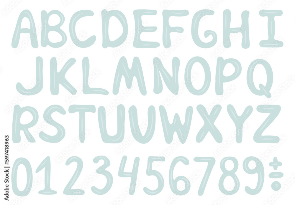 Hand drawn Children alphabet poster in blue color, ABC Poster, Kids ...