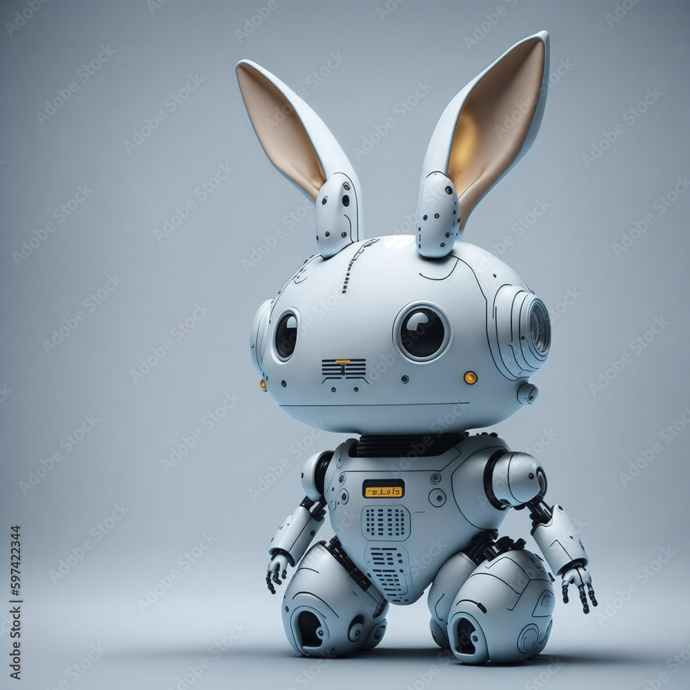 White cute robot rabbit, created with Generative AI technology Stock Illustration | Adobe Stock