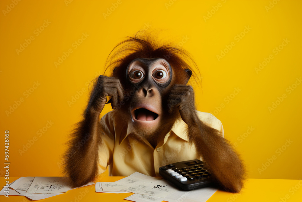 monkey accountant, created by a neural network, Generative AI ...