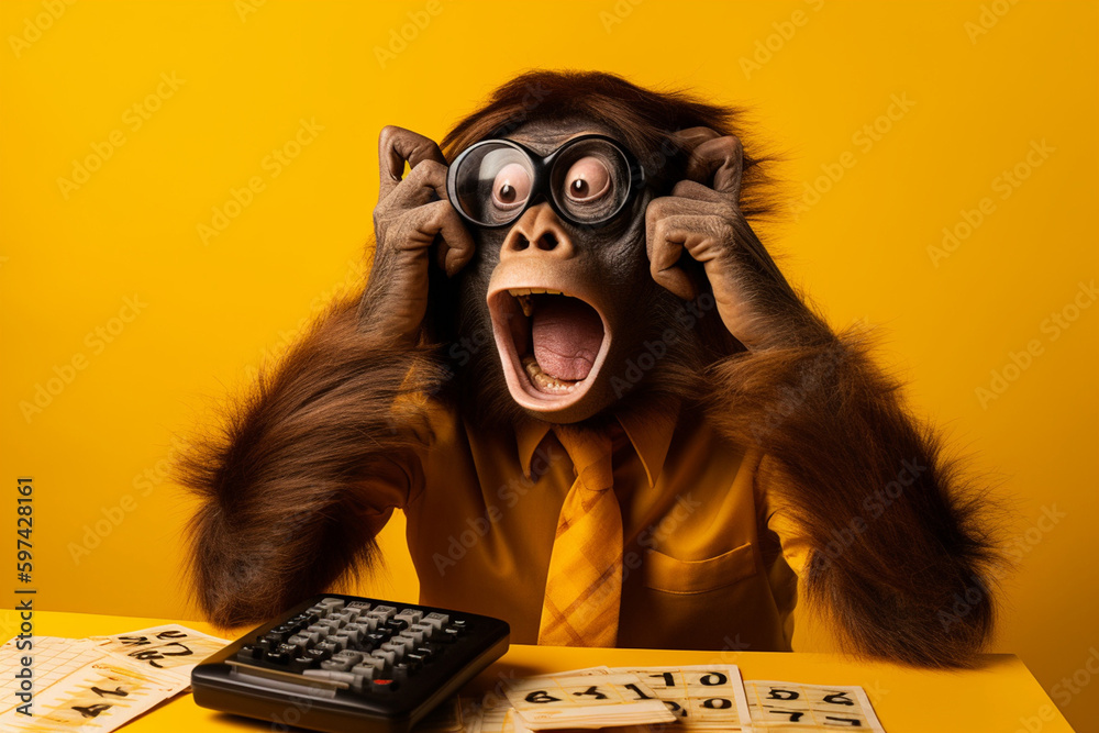 monkey accountant, created by a neural network, Generative AI ...