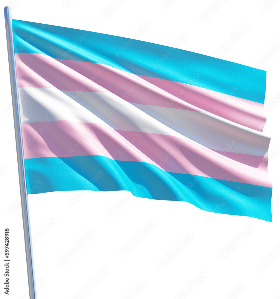 Transgender flag waving on transparent background, cut out object for ...