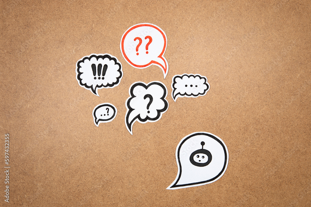 Foto de Bot with speech bubble, concept of chatting with bot. Asking ...