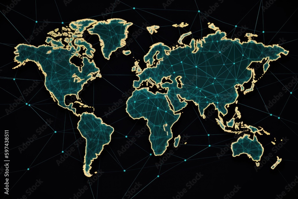 World Map on a Black Background for Design Purposes. Generative AI ...