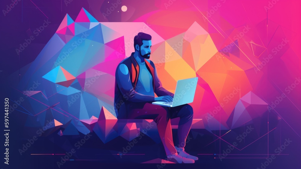 Remote Work: Figurative analogy drawing with uncluttered visual setup ...