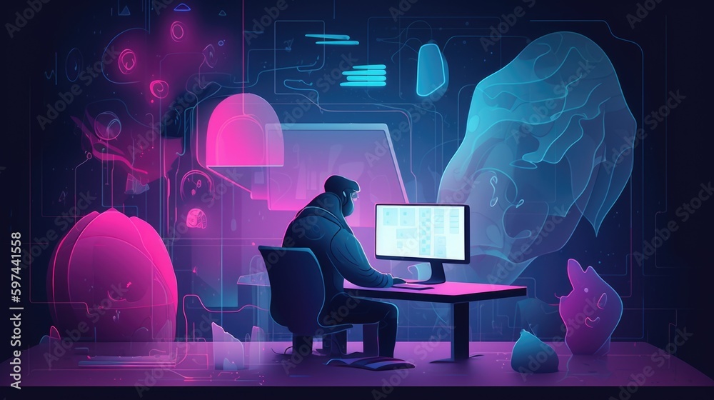 Remote Work: Figurative analogy drawing with uncluttered visual setup ...