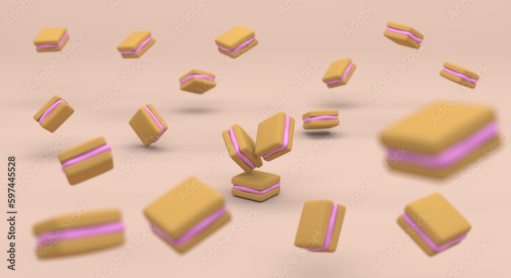 biscuit, wafer with filling, food, strawberry flavor filled biscuit ...