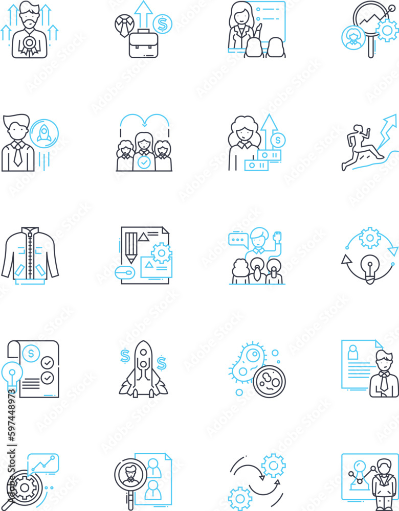 Candidate Selection linear icons set. Qualifications, Experience ...