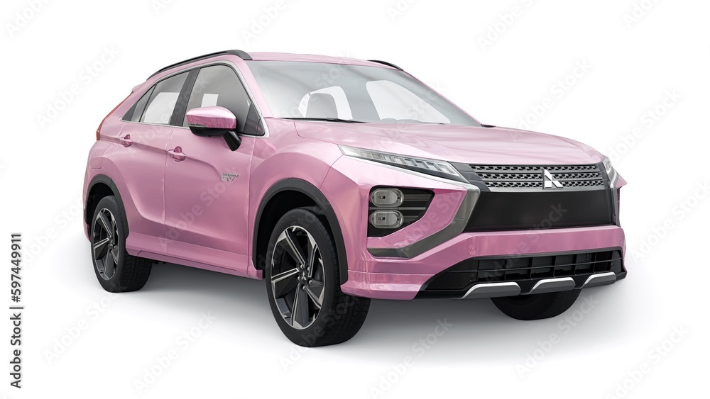 San Diego, USA. March 31, 2023. Pink Mitsubishi Eclipse Cross PHEV 2022 ...