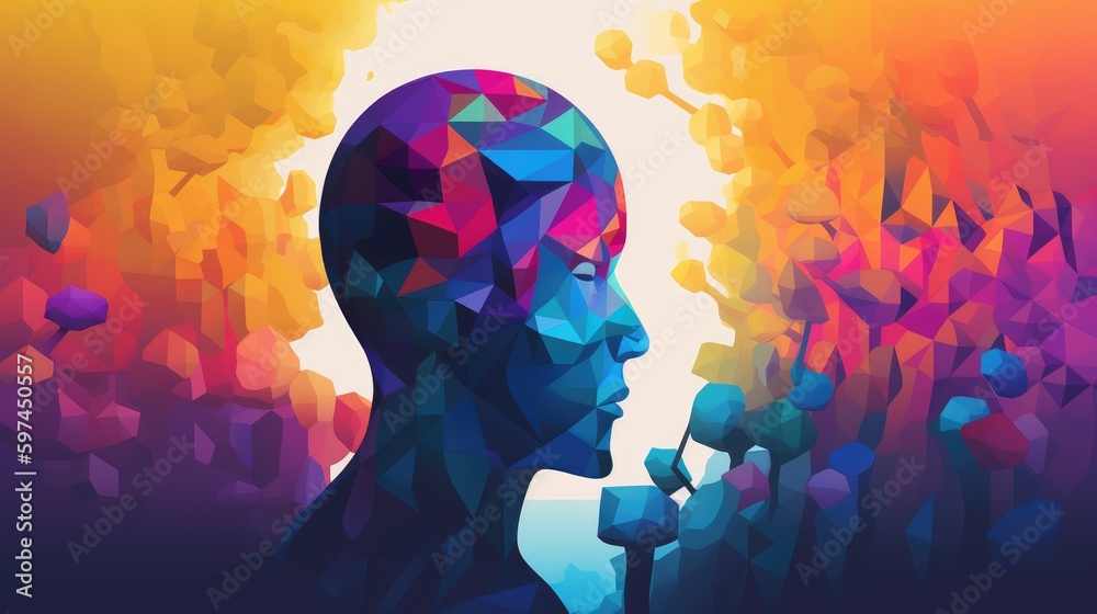 Mental Health Awareness: Figurative analogy drawing with uncluttered ...