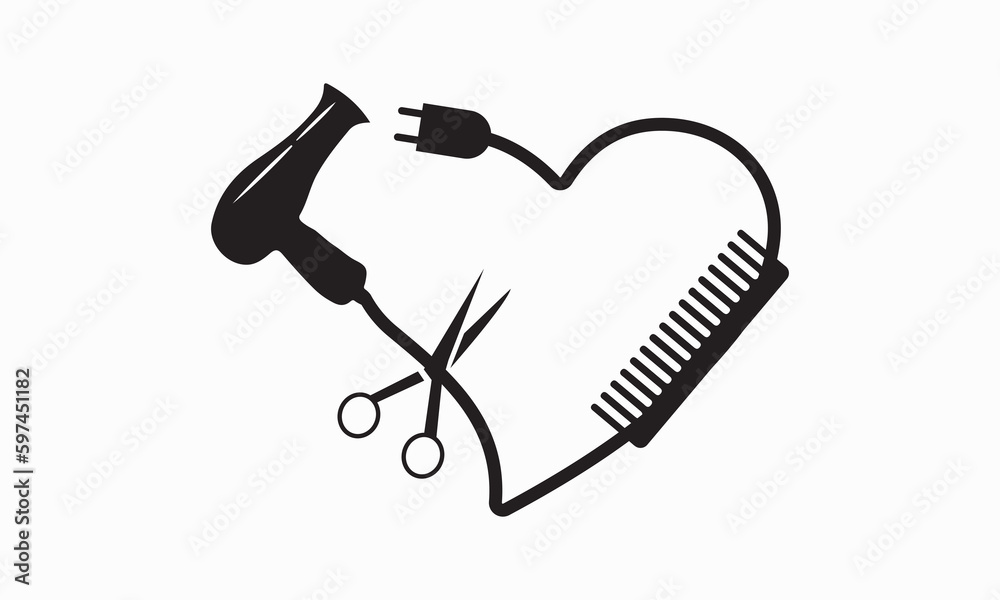 Hair Dresser - Stylist Heart Vector And Clip Art Stock Vector | Adobe Stock