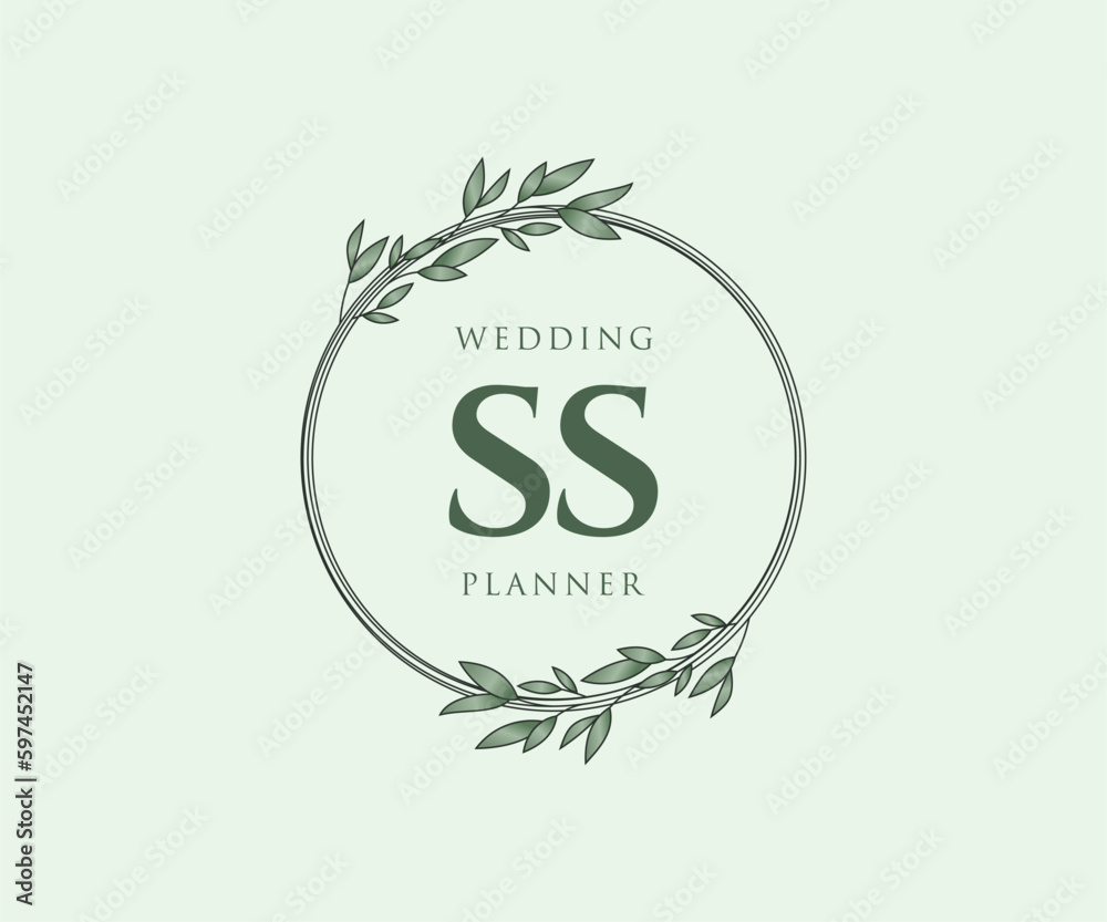 SS Initials letter Wedding monogram logos collection, hand drawn modern ...