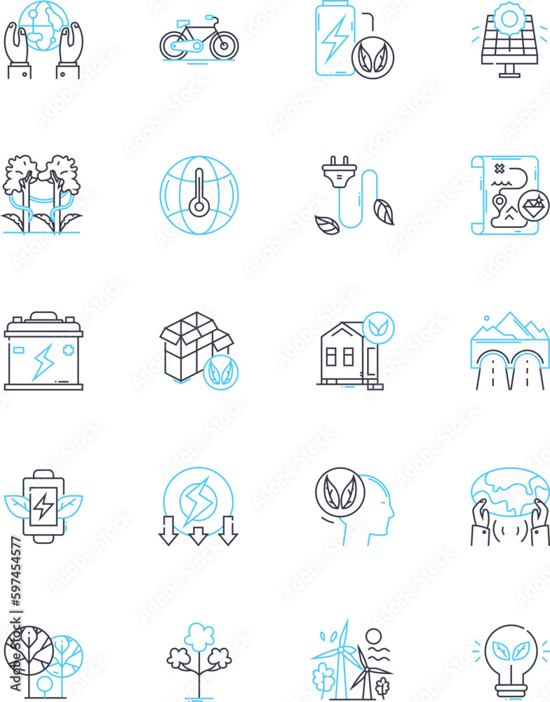 Natural resources linear icons set. Minerals, Fossil fuels, Timber ...