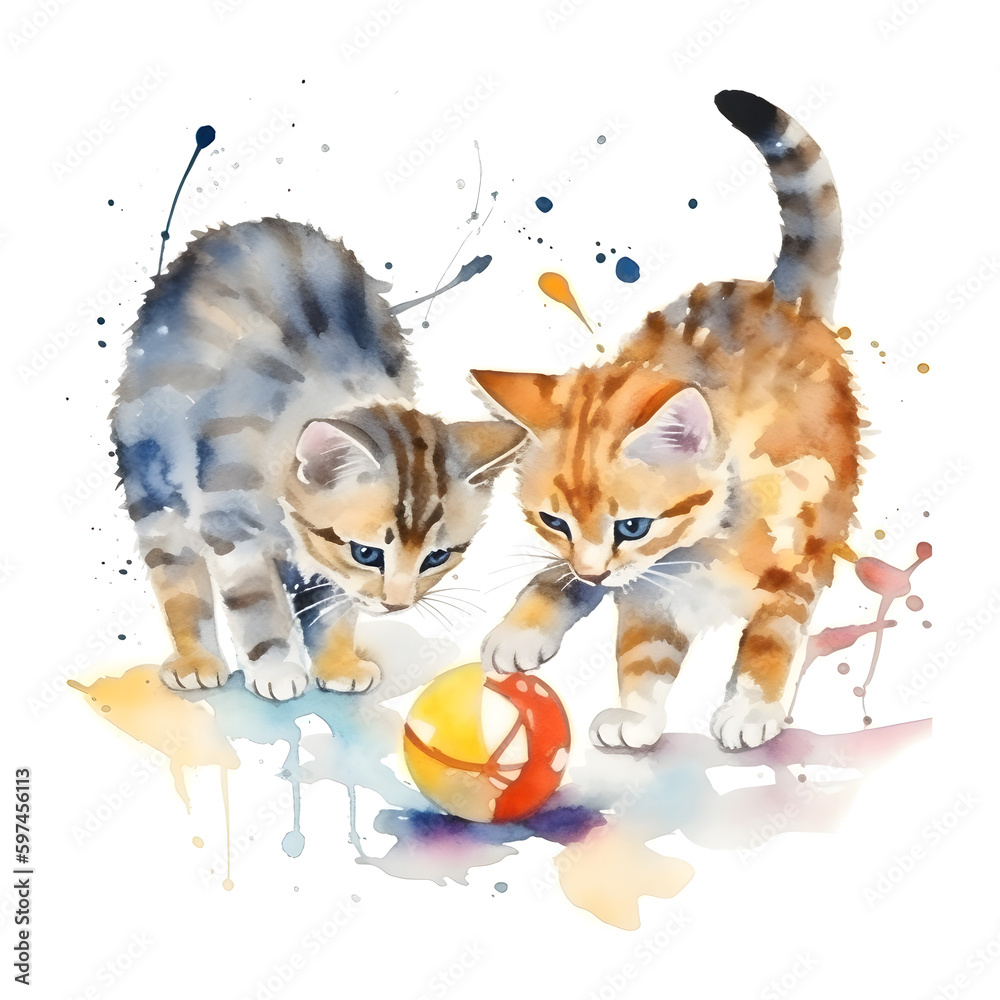 Watercolor Cats Clipart, Cute love, Cats Clipart, Cute cats, cats Art ...