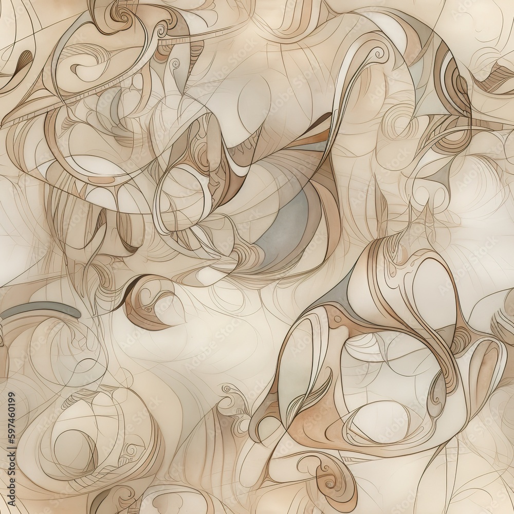 Seamless brown and beige background with abstract shapes and lines, AI ...