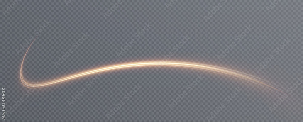 Golden curved light line, rope, tape. Smooth festive gold line png with ...
