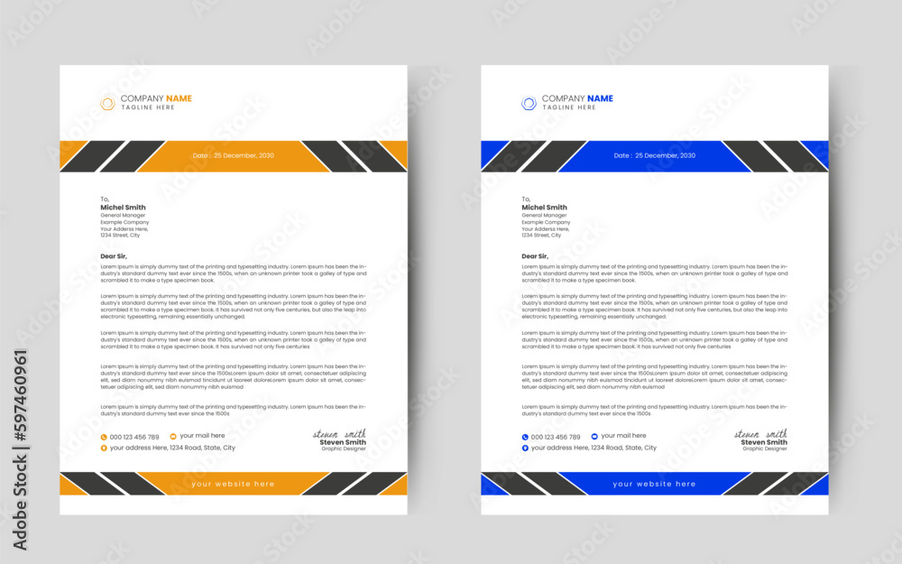 Minimalist concept business style letterhead template design with color ...