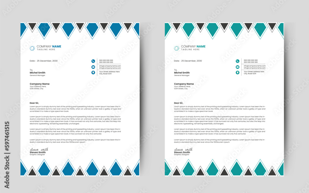 Minimalist concept business style letterhead template design with color ...