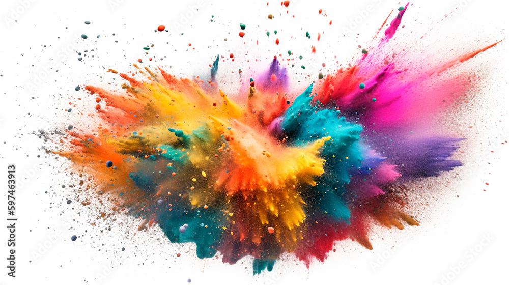 colored dust explosion on white background, gerenative AI Stock ...