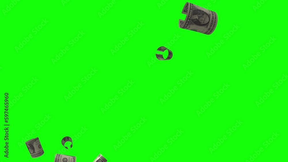 Green screen Falling Currency money Dollars background, economic paper ...