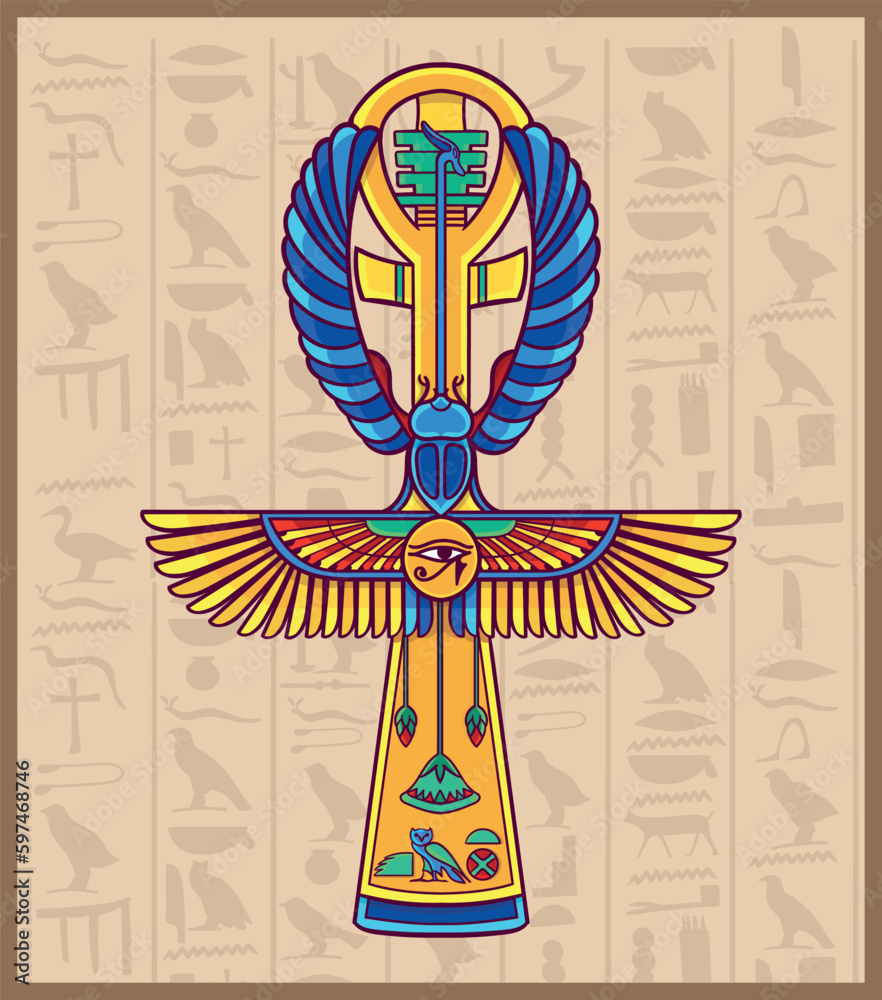 Egyptian Symbol ANKH Wings Scarab Eye Of Horus , the key to life and ...