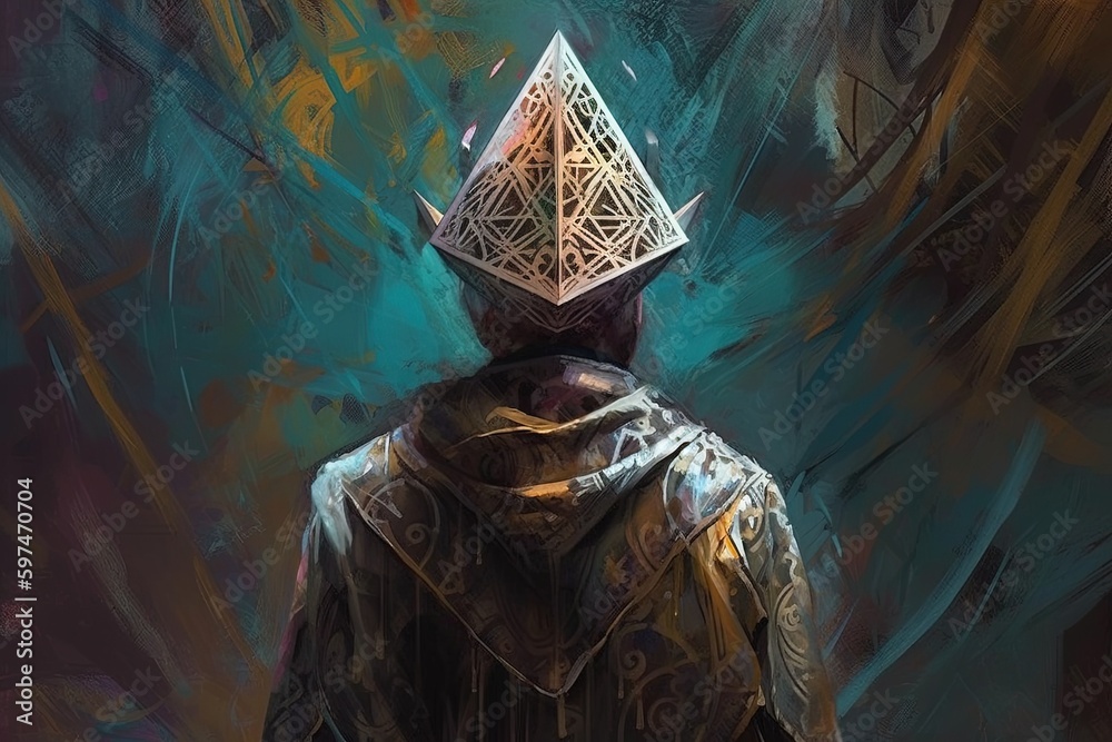 Man wearing a fully reflective mitra hat illustration generative ai ...