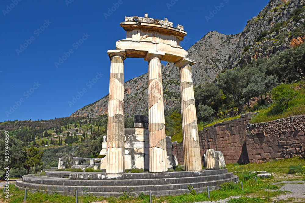 The Tholos of Delphi, a circular temple and one of the ancient ...