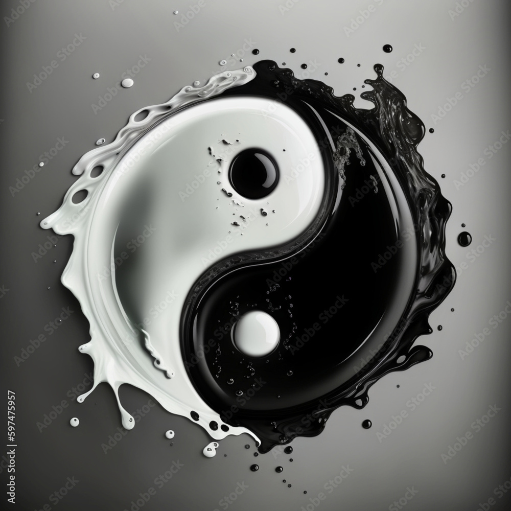 Fondo con detalle y textura liquida de simbolo de yin y yang, en ...