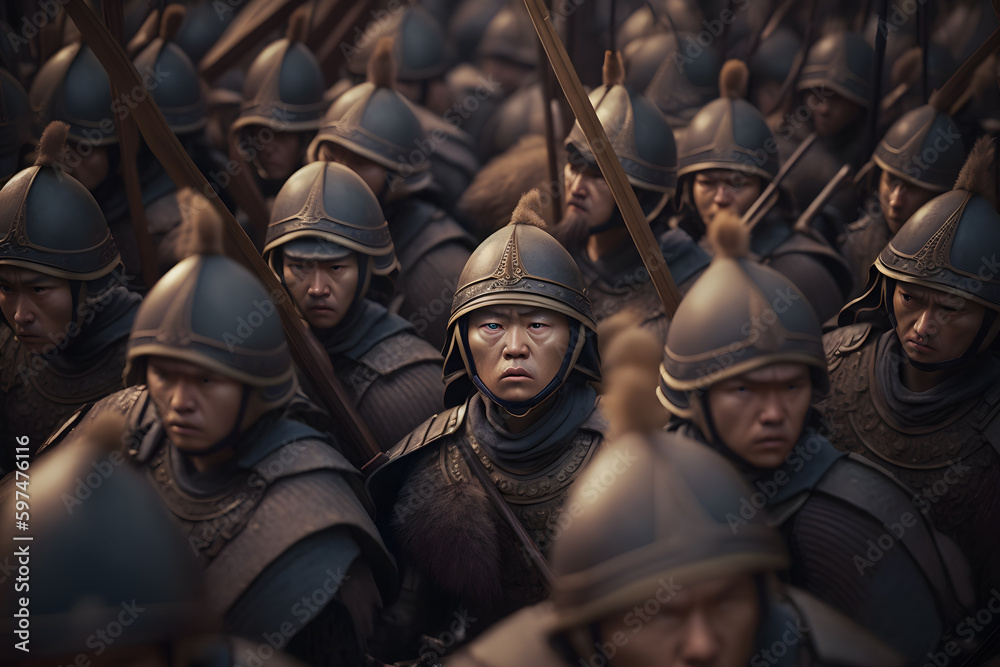 ancient chinese army. Neural network AI generated art Stock ...