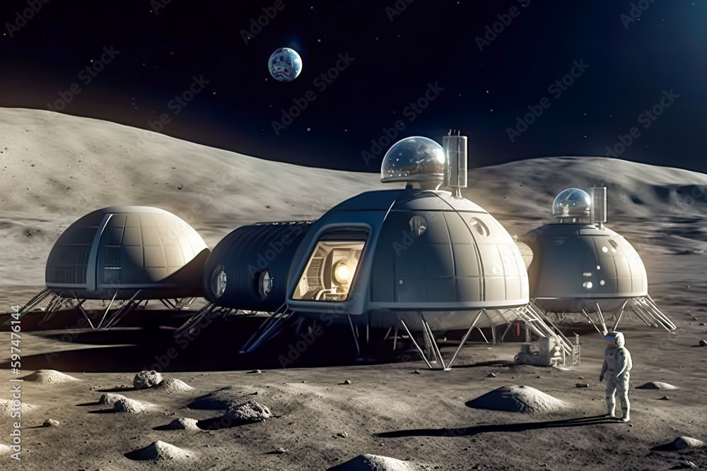 first permanent lunar base established, future concept, generative ai ...