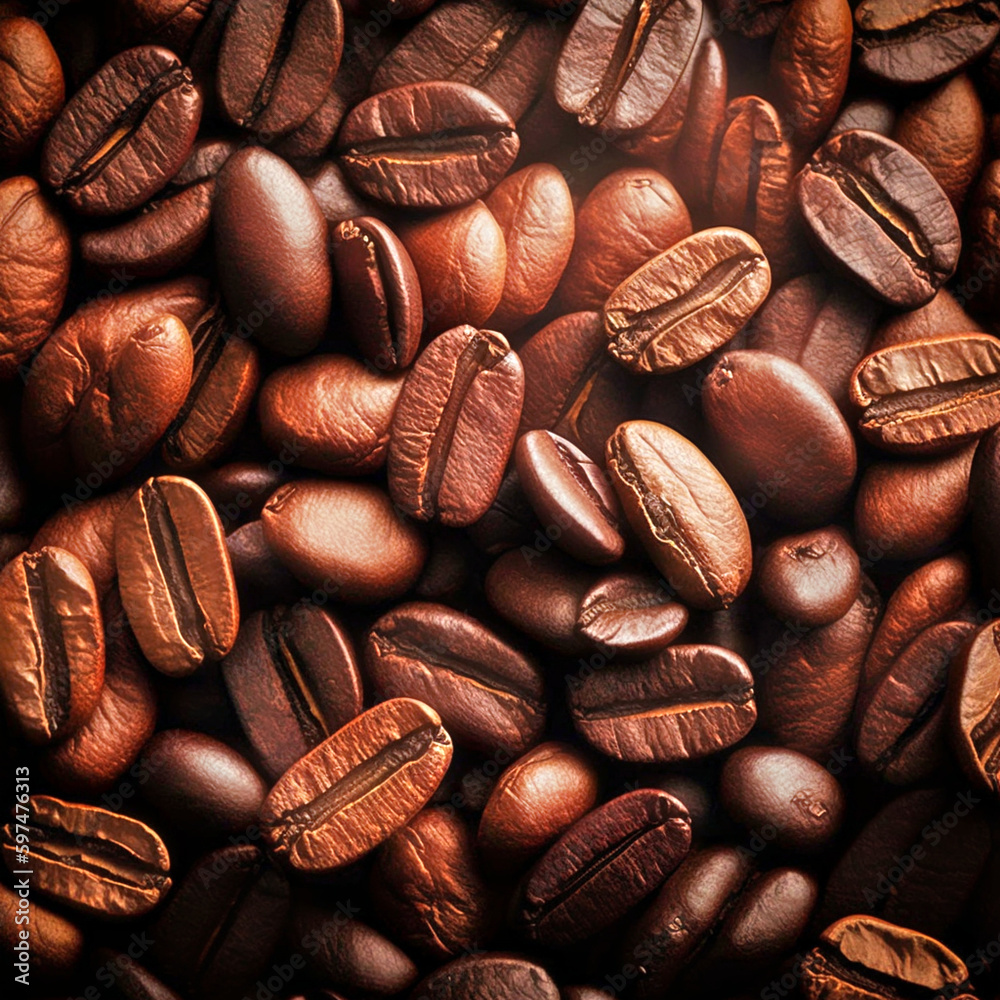 Fondo con detalle y textura de multitud de granos de cafe tostado, con ...