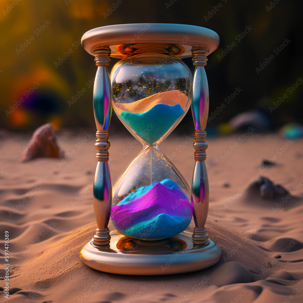 Fondo con detalle y textura de reloj de arena de cristal con arena de ...