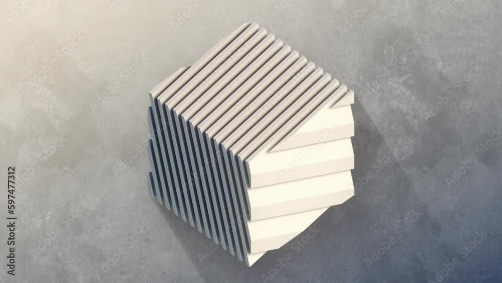 Isometric projection of a white cube divided into slices on the ...