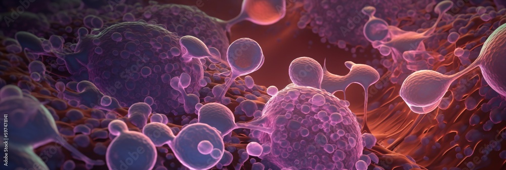 Electron Microscopic Visualisation Of Human Cell Tissue Generative Ai