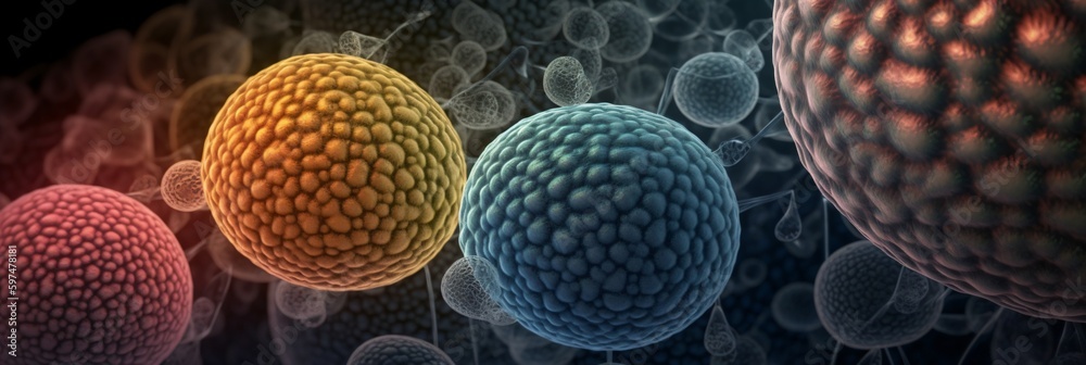 electron microscopic visualisation of human cell tissue, generative ai ...