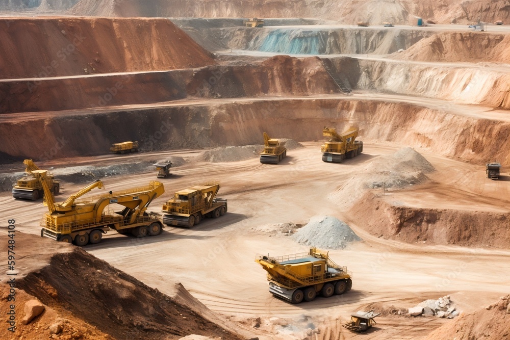 Open-Pit Mining Operation with Modern Green Technology. Generative ai ...
