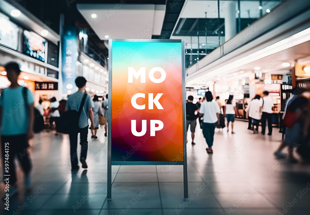 Shopping Mall Advertising Sign Mockup. Ai Generative Stock Template ...