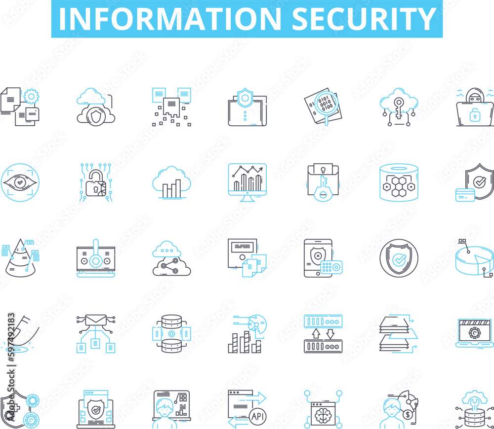 Information Security Linear Icons Set Encryption Firewall Authentication Malware Hacking