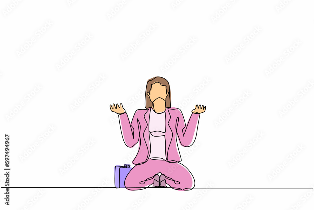 Continuous one line drawing businesswoman despair suffer grief. Female ...