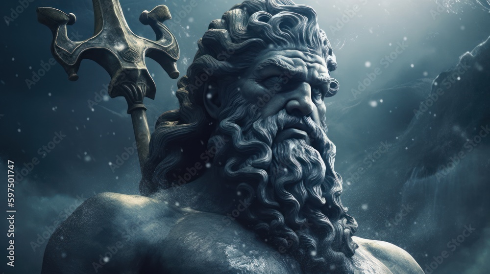 .Powerful image of the god poseidon as a human.generative ai Stock ...