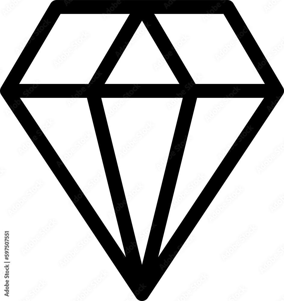 Diamond icon in png. Outline gem icon. Diamond symbol in line ...