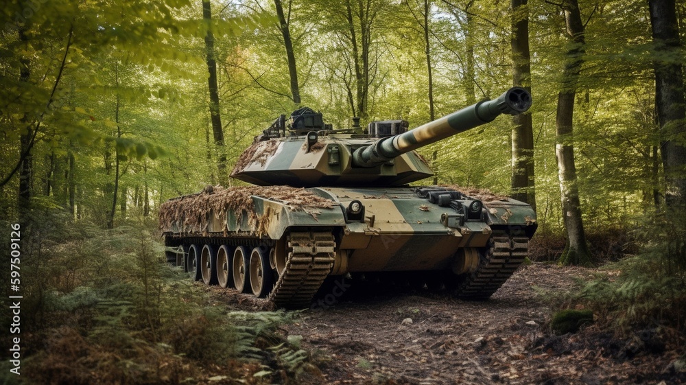 Ilustração do Stock: Generative AI combat tank that is hidden in the ...