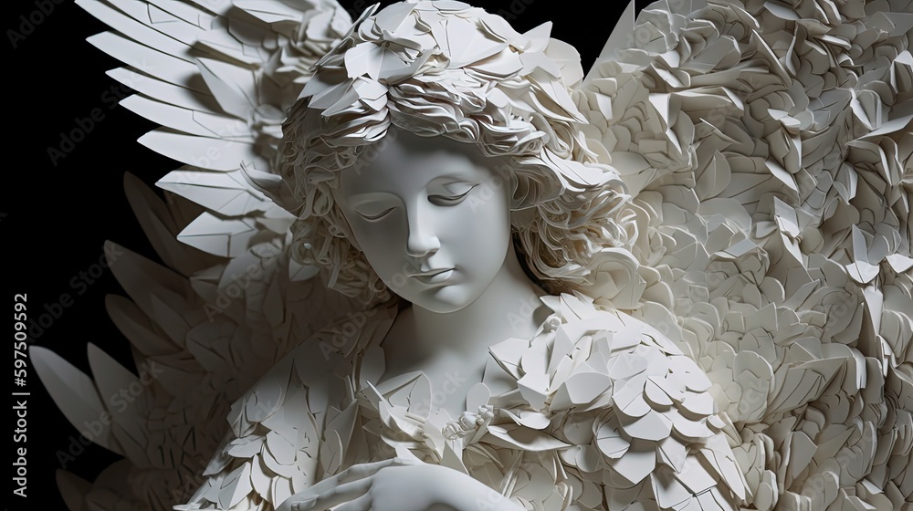 paper craft illustration of an angel sing song heaven hymn with wings ...