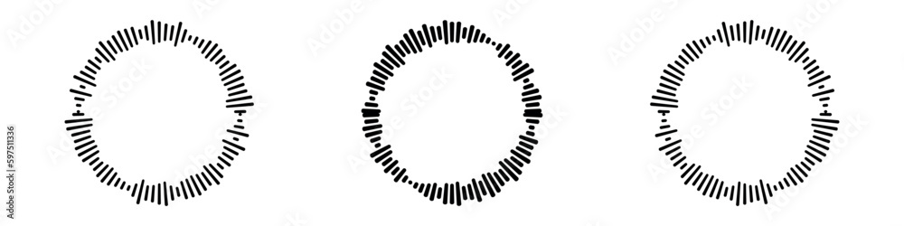Circle audio waves set. Circular music sound graphic design collection ...