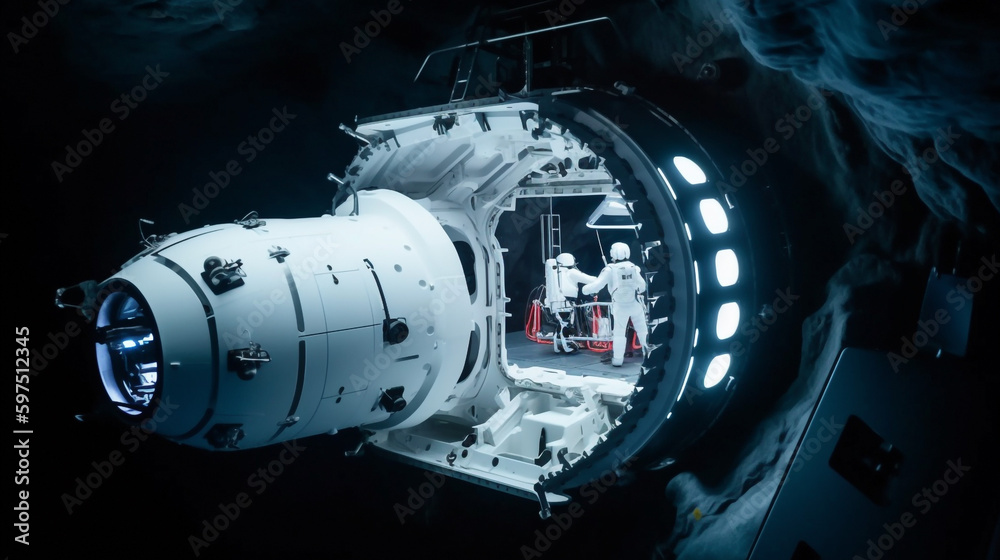 Deep ocean submarine researching sea. Diving to discovery, exploring ...