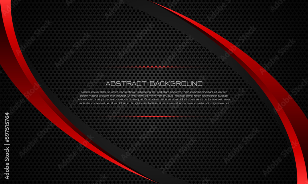 Abstract Red Triangle Metallic Curve On Grey Circle Mesh Pattern Design