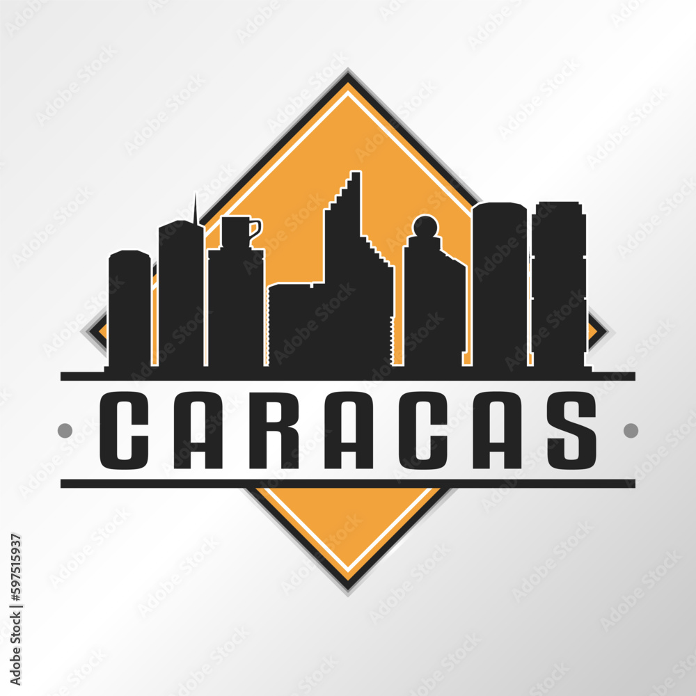 Caracas, Capital District, Venezuela Skyline Logo. Adventure Landscape ...